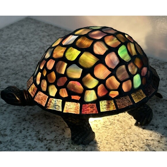 Unbranded | Other | Vintage Leaded Stain Glass Turtle Lamp Metal ...